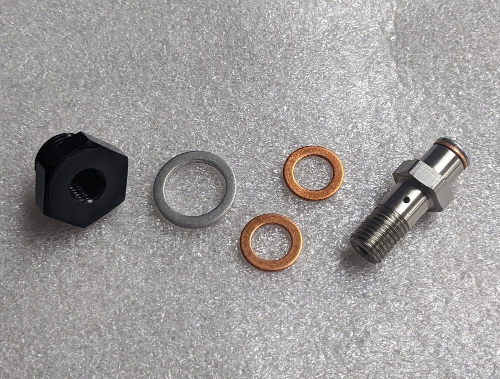 Banjo bolt check valve & main oil galley adaptor for turbo. Performance ...